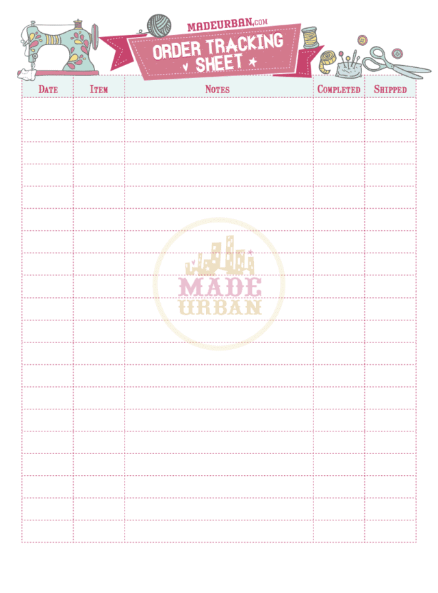 Printable Order Tracking Sheet for your Craft Business - Made Urban
