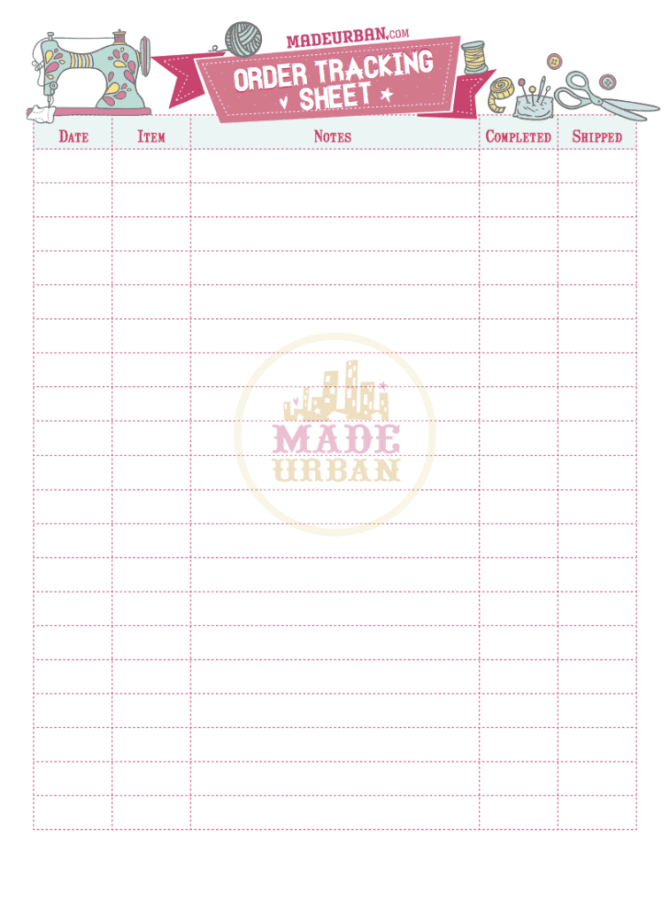 Printable Order Tracking Sheet for your Craft Business - Made Urban