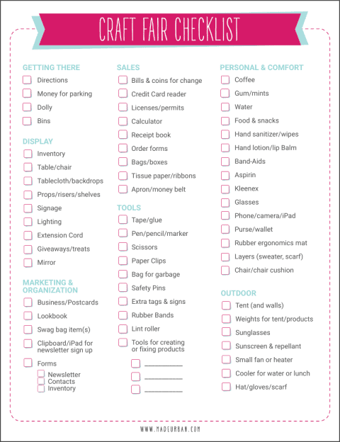 Free Craft Show Checklist (& Preparation Steps) - Made Urban