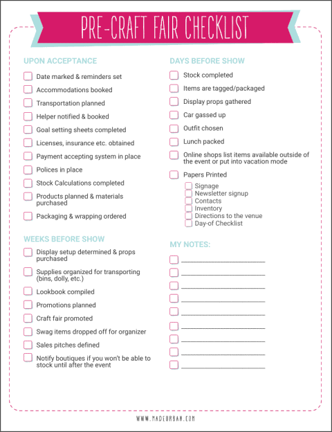 Free Craft Show Checklist (& Preparation Steps) - Made Urban
