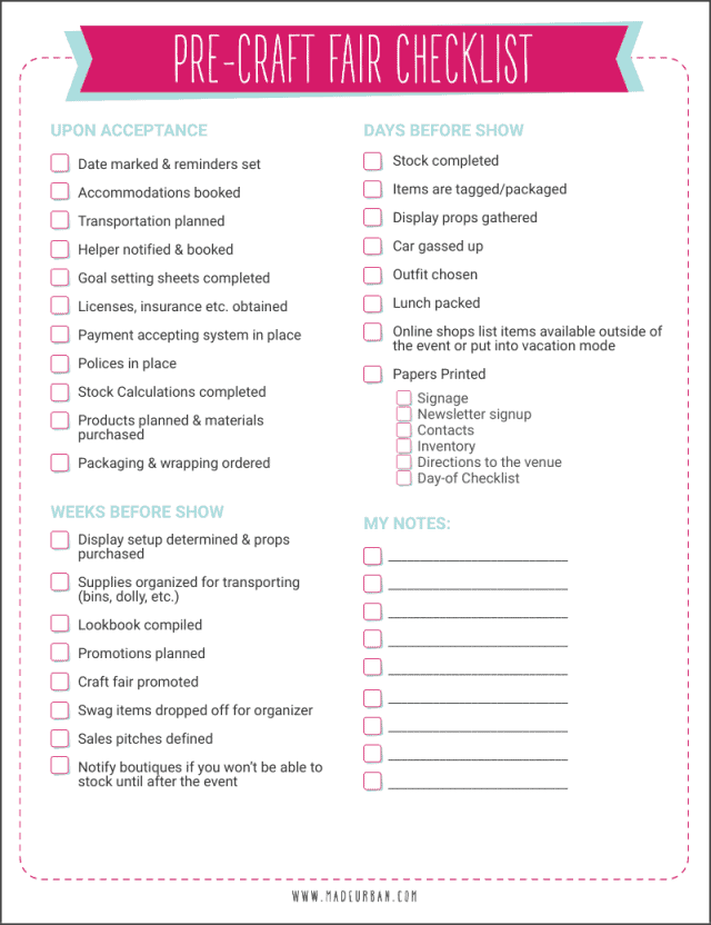 Free Craft Show Checklist (& Preparation Steps) - Made Urban