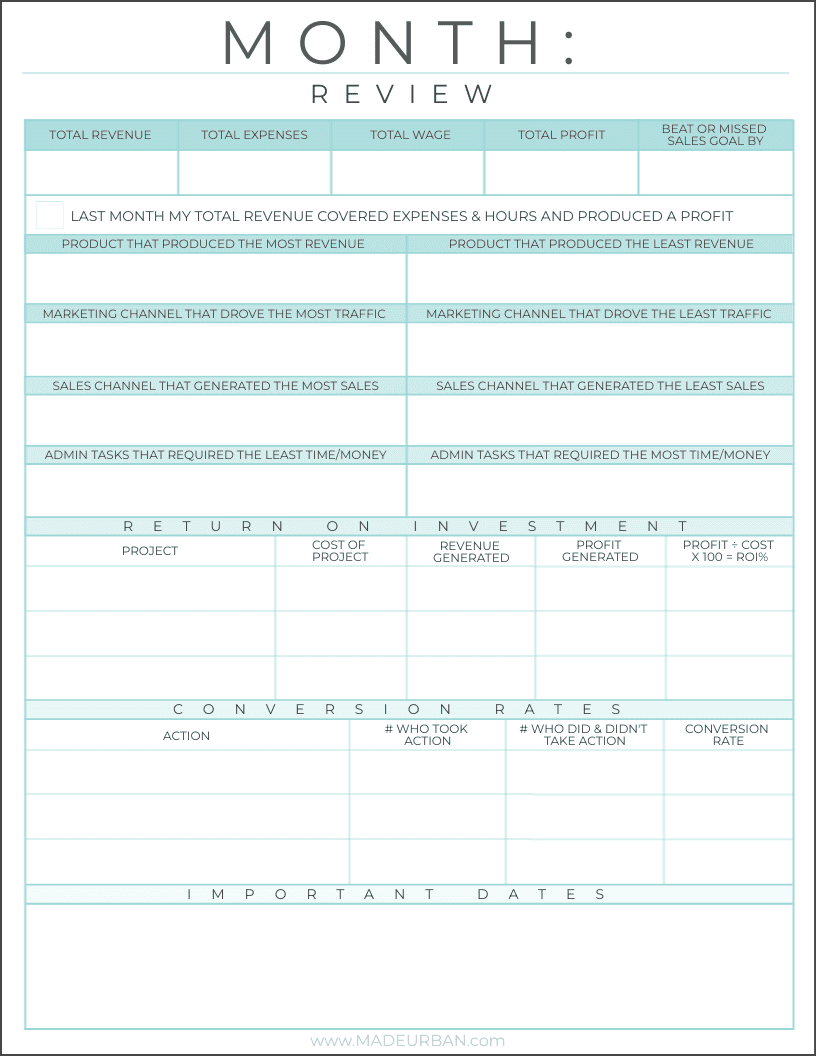 3 Metrics to Review Each Month for your Craft Business (Worksheet ...
