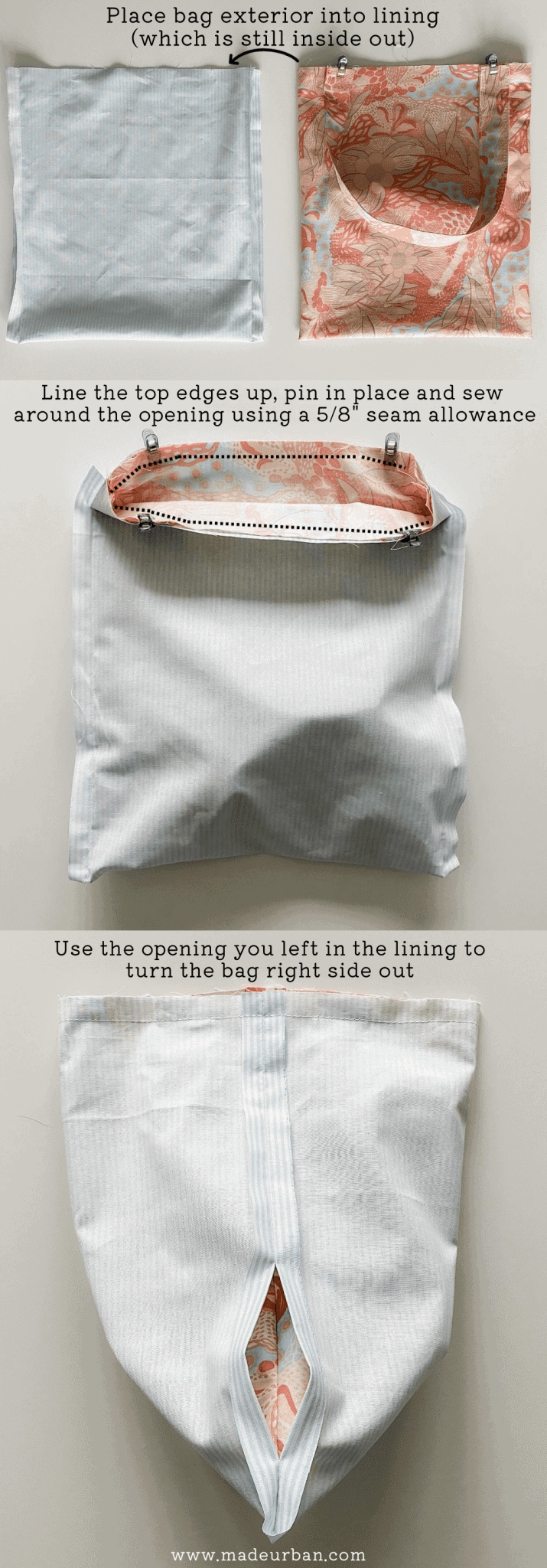 How to Sew a Simple Lined Tote Bag (that looks professionally made ...